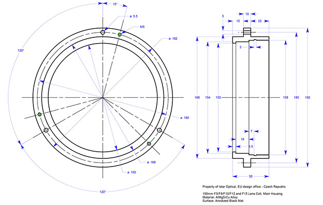 Lens 150 mm F10 H-Alpha Drawing